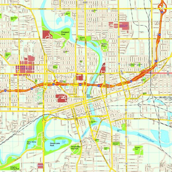 Des Moines map | Maps Download vector files for Adobe Illustrator