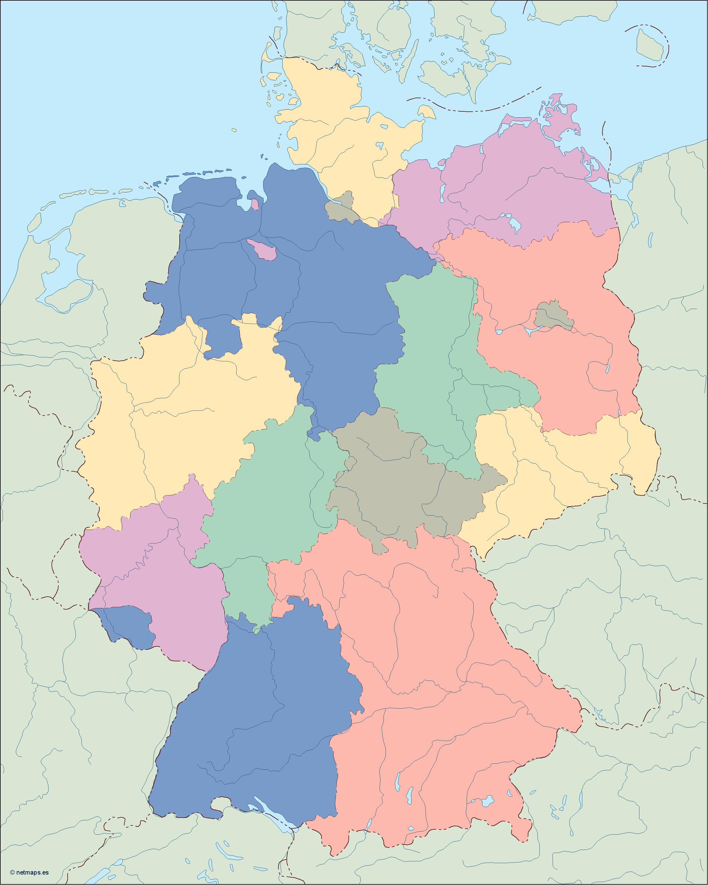 germany blind map. Illustrator Vector Eps maps. Eps Illustrator Map ...
