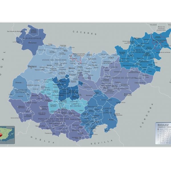 Mapa Municipios Badajoz | Vector maps for Adobe Illustrator
