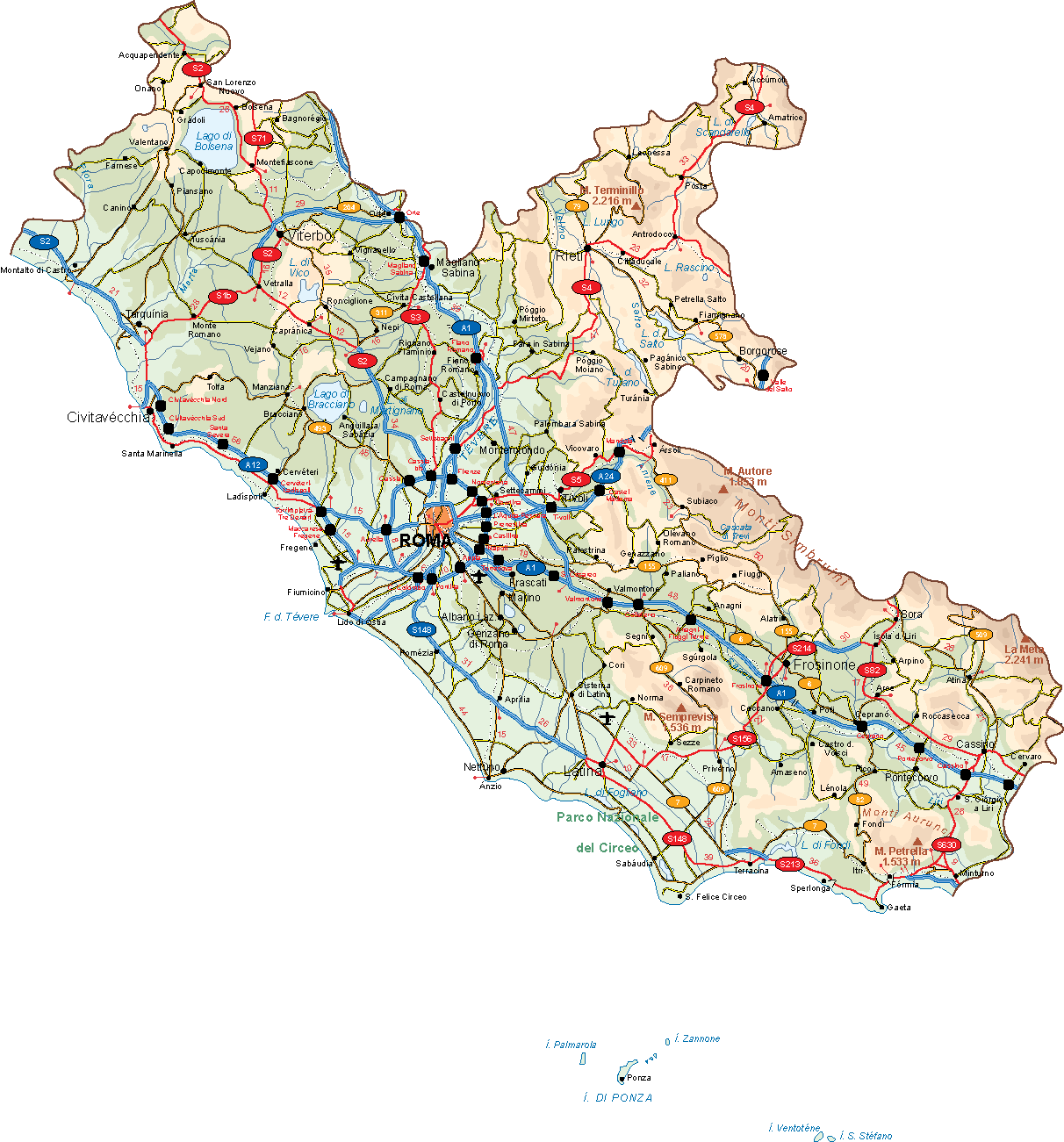 Italcaccia Lazio Map Lazio Maps And Travel Guide | Wandering Italy